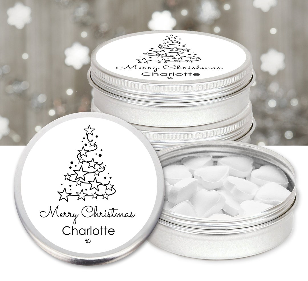 Personalised Christmas Table Favours Mint Tins Hamper Gifts Stocking ...