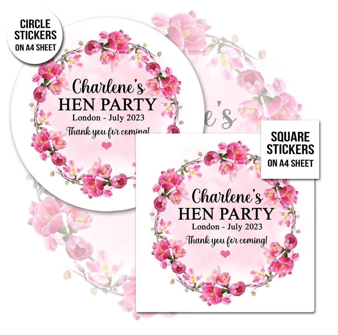 Personalised Hen Party Stickers Party Bags Stickers Favour Gift Labels ...