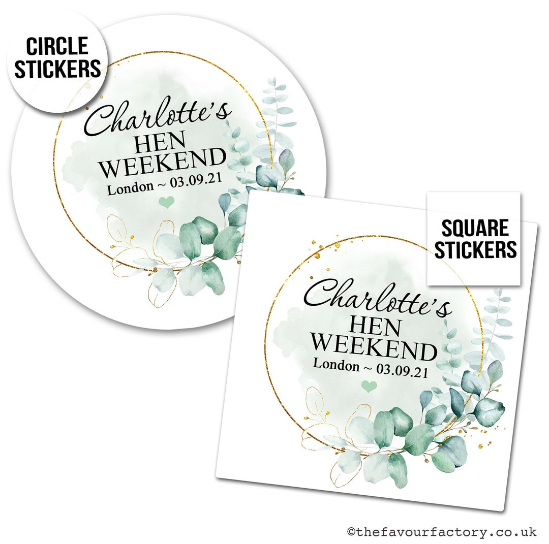 Personalised Hen Party Stickers Hen Party Bags Stickers Favour Gift ...