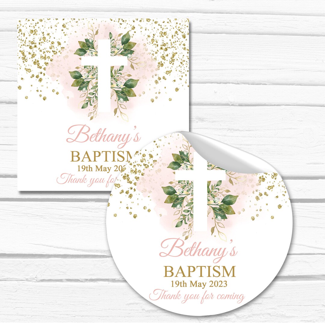 Christening Baptism Stickers for Favours Thank You Labels Invitations ...