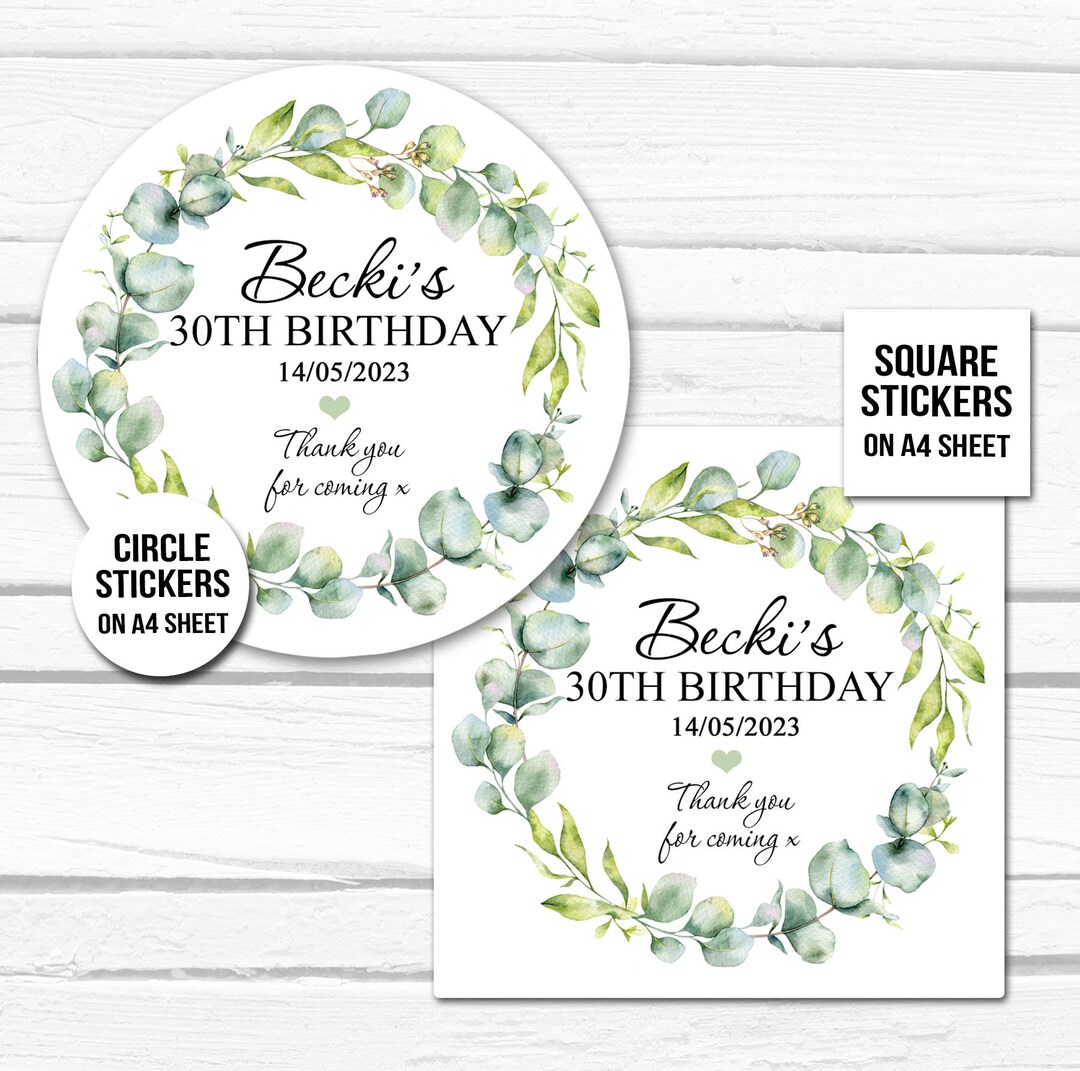 Custom Birthday Stickers, Personalised Party Labels, Celebration ...