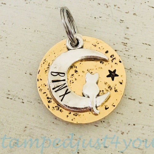 Handstamped Personalized Cat Name Tag Cat ID Tag Comes With - Etsy