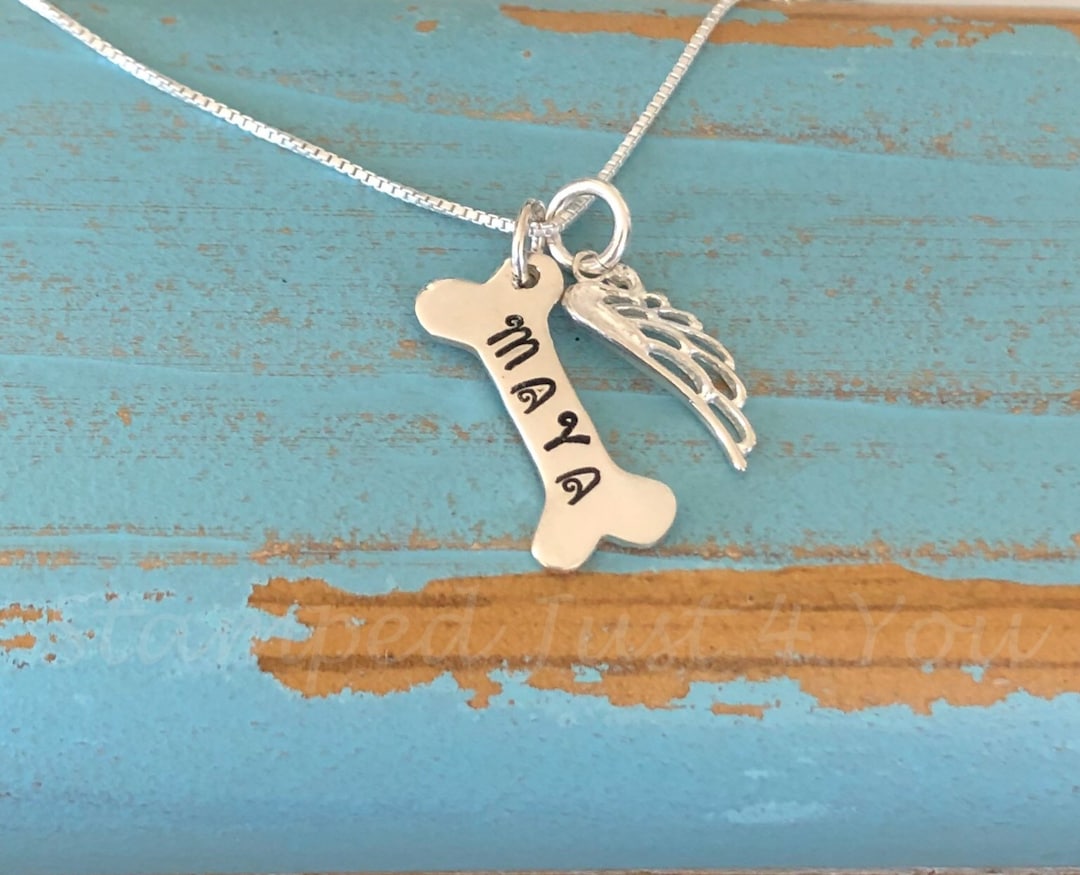 Personalized Sterling Silver Dog Bone Necklace: Pet Memorial Jewelry - Etsy