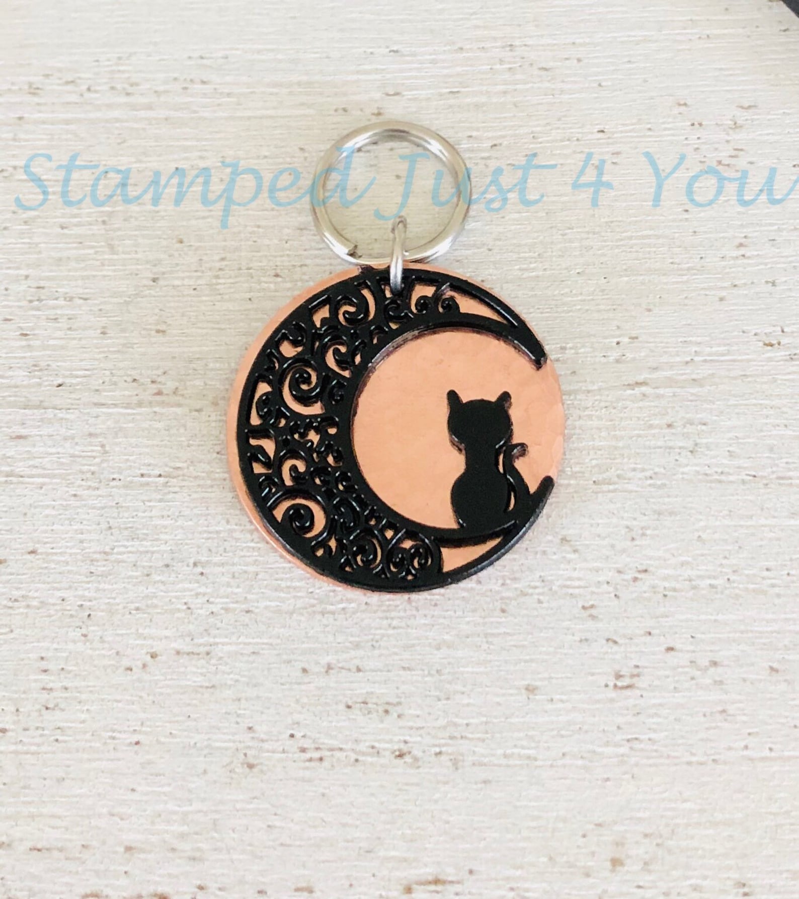 Handstamped Personalized Cat Name Tag Cat ID Tag Large Cat | Etsy