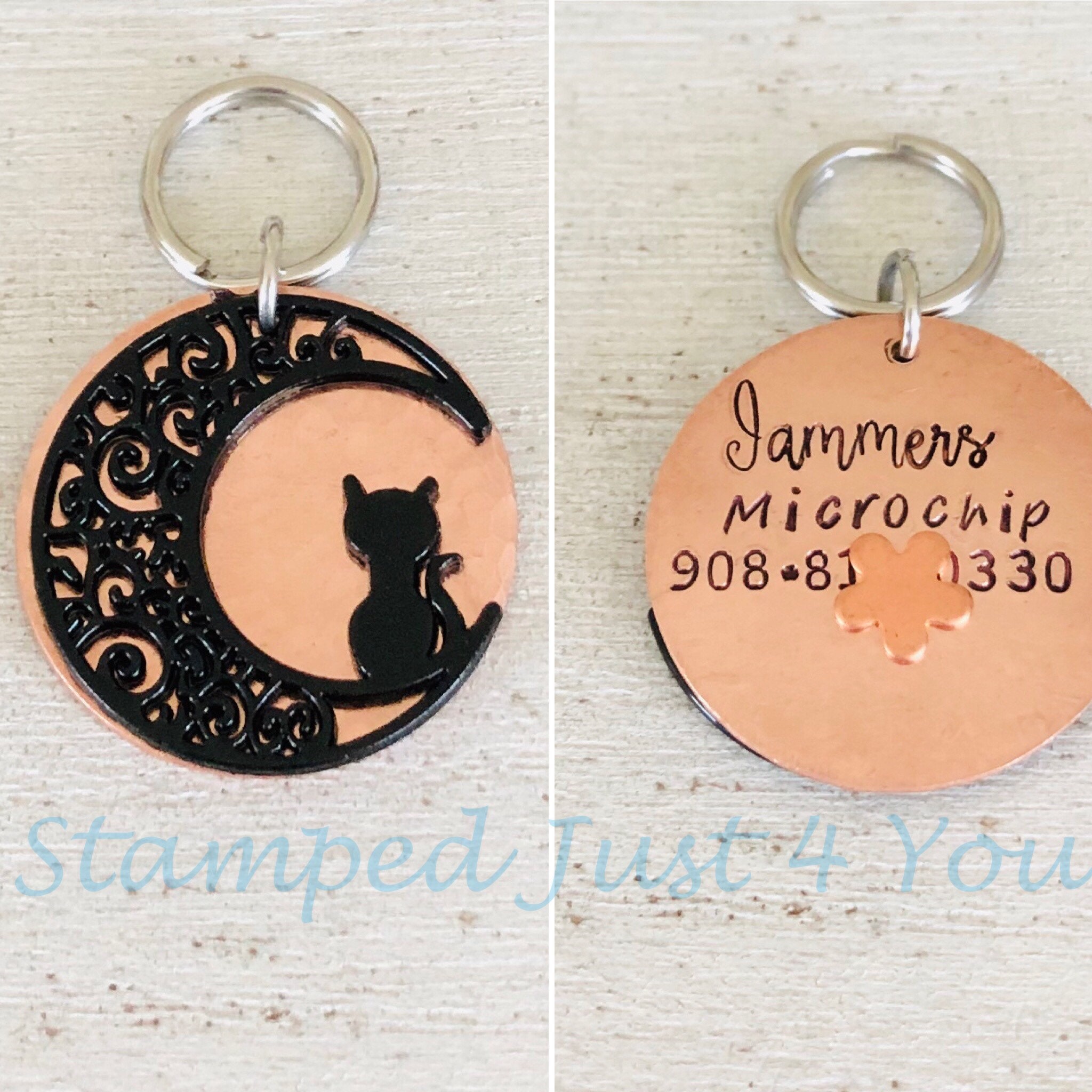 Handstamped Personalized Cat Name Tag Cat ID Tag Large Cat | Etsy