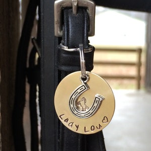 Personalized Handstamped Brass Bridle Tag, Bridle Bling, Horse, Pet ...