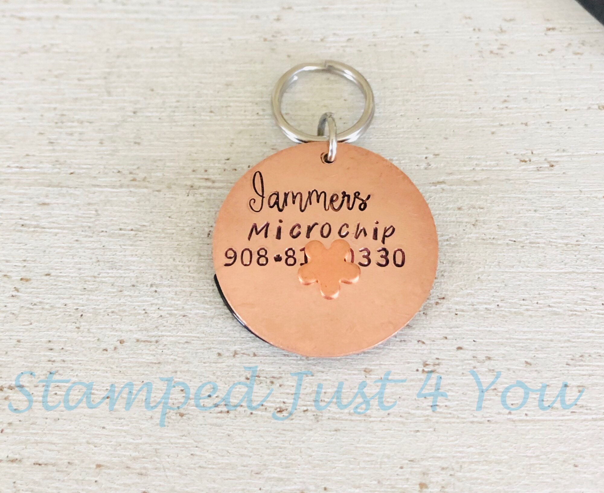 Handstamped Personalized Cat Name Tag Cat ID Tag Large Cat | Etsy