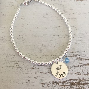Custom Graduation Bracelet, Graduation Gift Ideas, Silver College ...