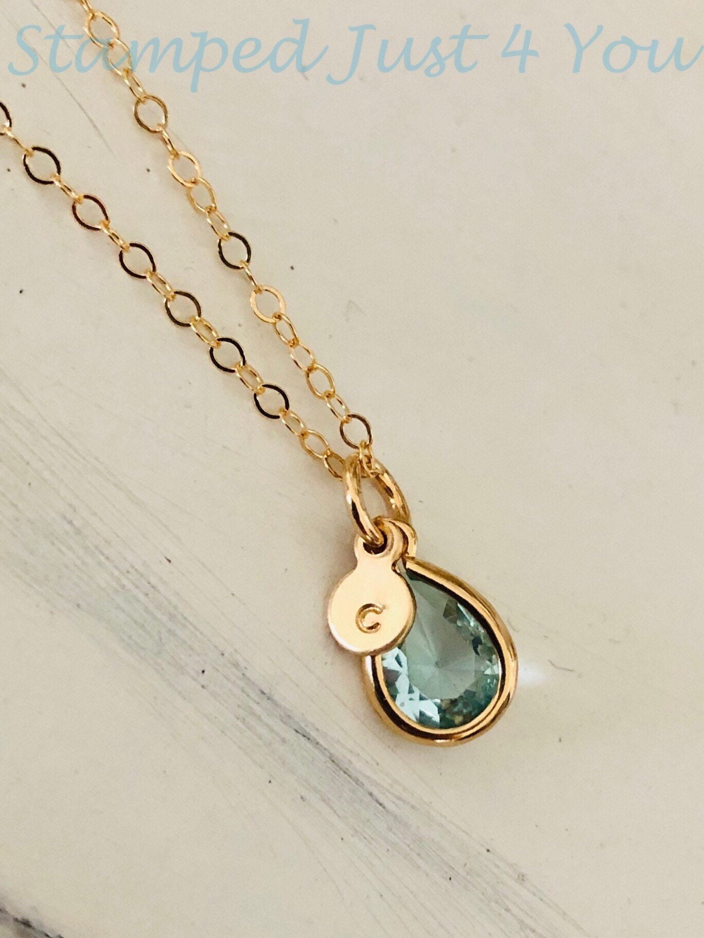 Birthstone Necklace Initial Necklace Mother's Day Gift - Etsy