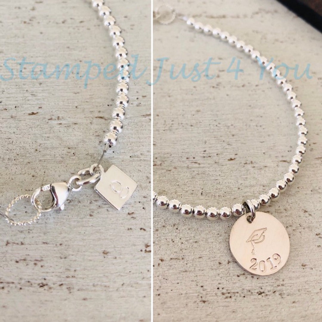 Custom Graduation Bracelet, Graduation Gift Ideas, Silver College ...