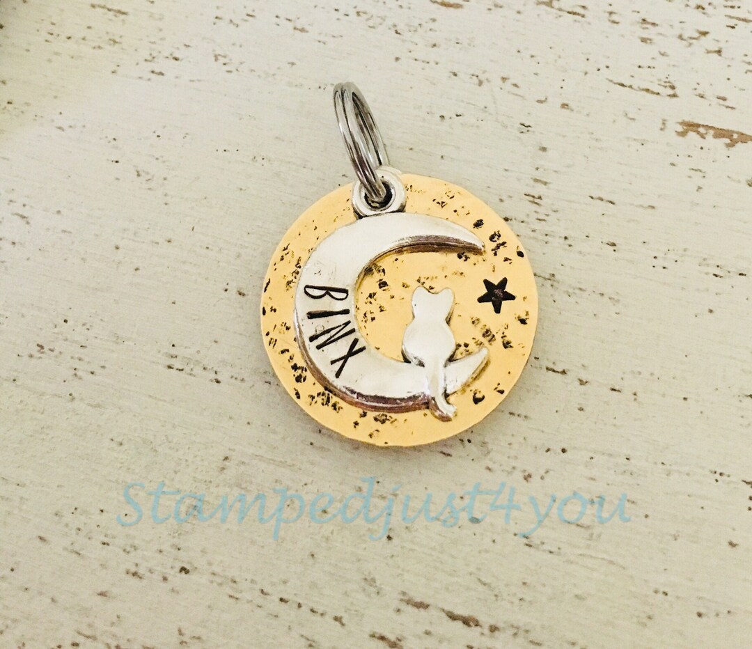 Handstamped, Personalized Cat Name Tag, Cat ID Tag, Comes With the ...
