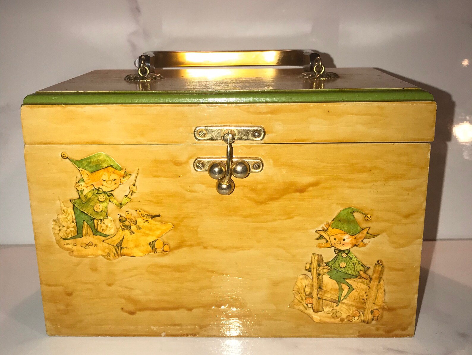 Vintage Decoupage Irish Wooden Purse Inside Lined in Green - Etsy