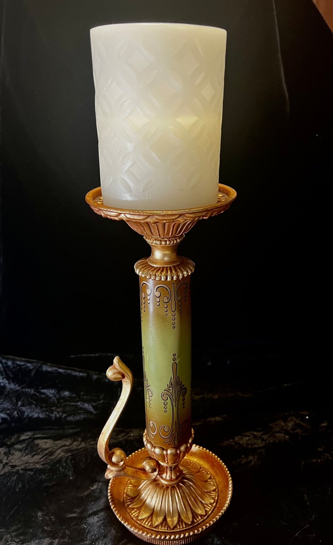 Vintage Metal and Brassy Gold Candle Stick Holder Standing 11tall X 4 ...