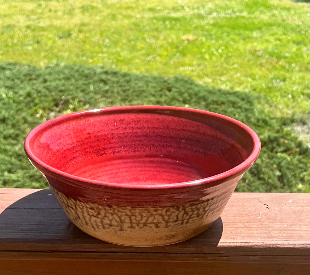 Stoneware DK Pottery Bowl Multi Colored Reddish Brown Earth Tones ...