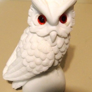 Vintage Alabaster Snow Owl Figurine by Norleans With Glass Eyes Made in ...
