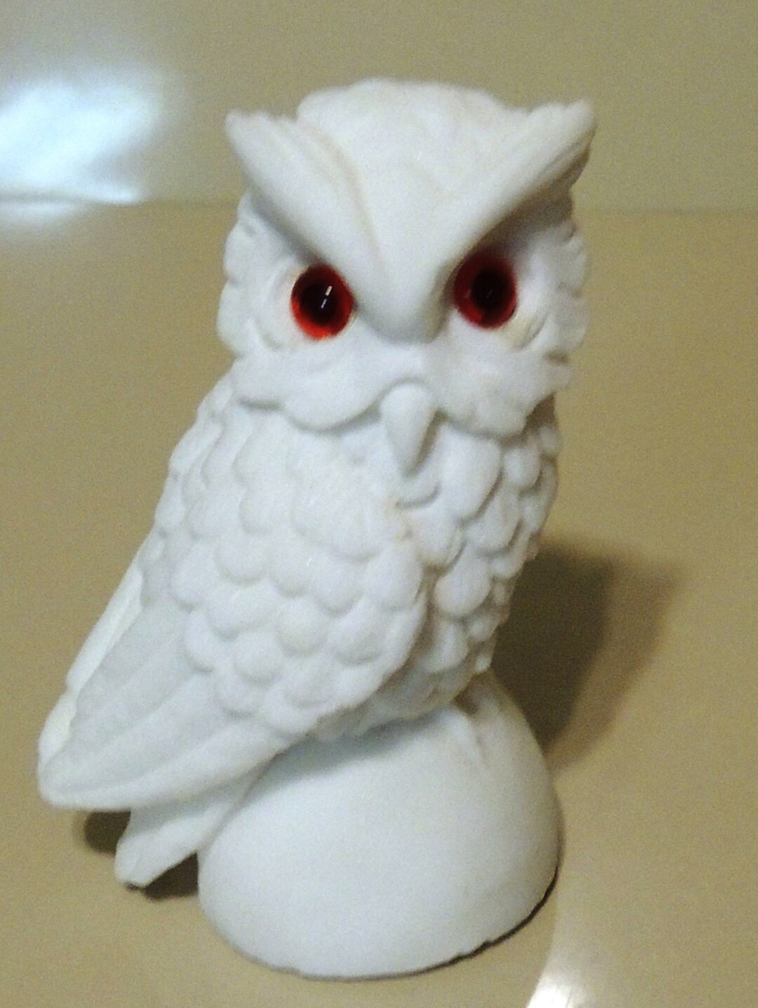 Vintage Alabaster Snow Owl Figurine by Norleans With Glass Eyes Made in ...