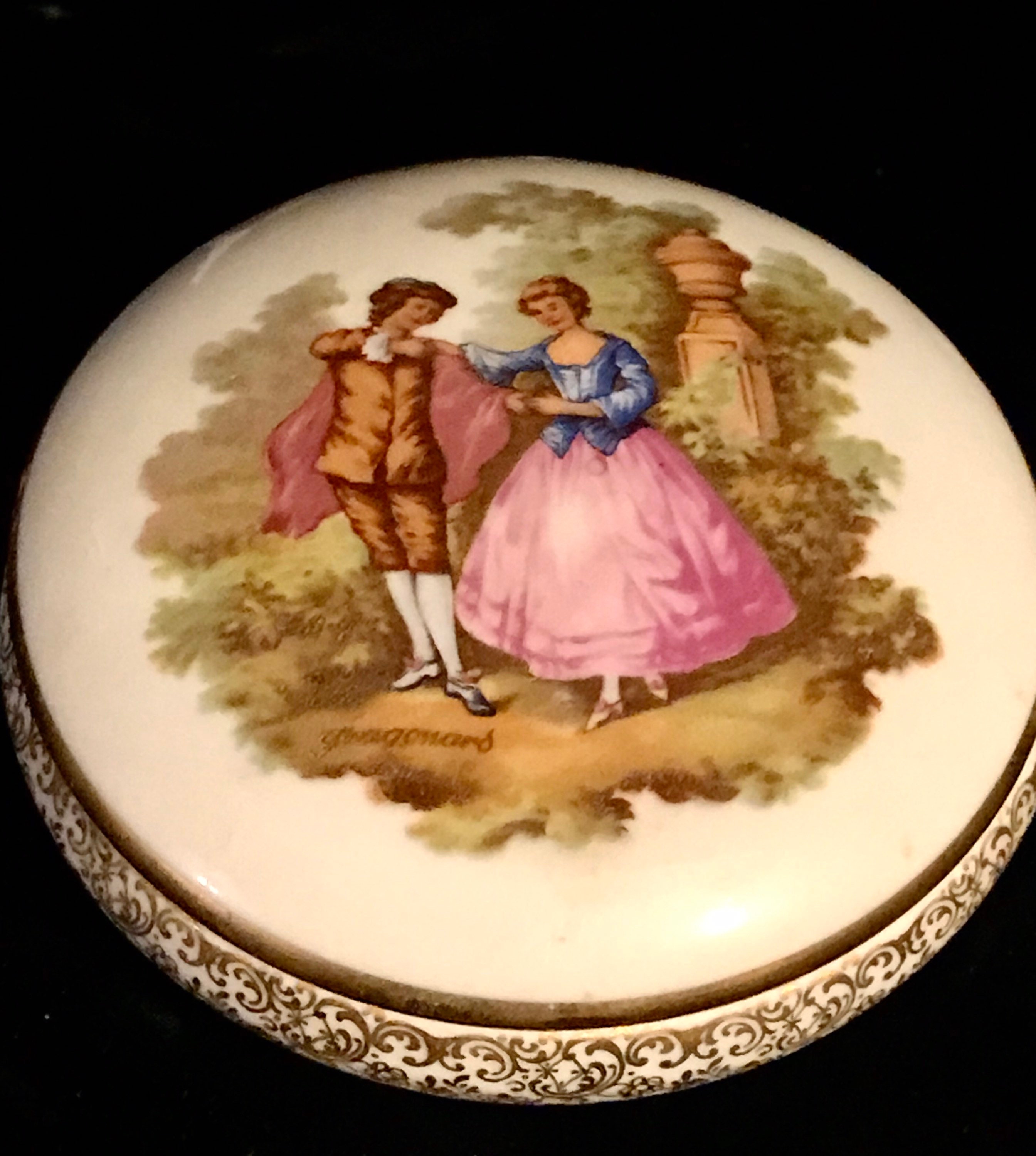 Vintage Jewelry Trinket Box Victorian Era Top with 22kt Gold | Etsy