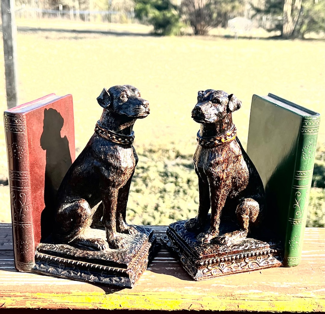 Vintage Labrador Labs Dogs Bookends Heavy Cast Elite Statues Animal ...