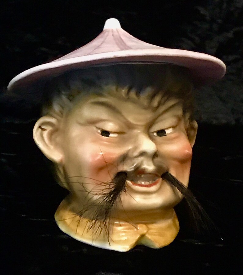 Vintage Chinese Man Head Vase or Storage Container With Rice | Etsy