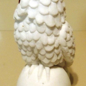 Vintage Alabaster Snow Owl Figurine by Norleans With Glass Eyes Made in ...