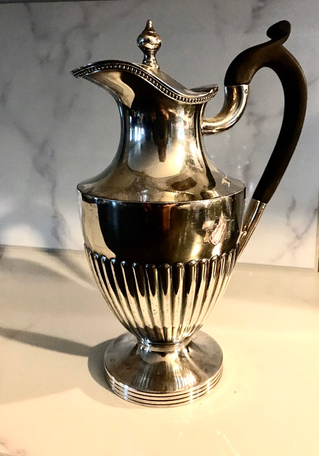 Antique EPBM Lidded Jug/pitcher Silverplated With Wooden Handle in ...
