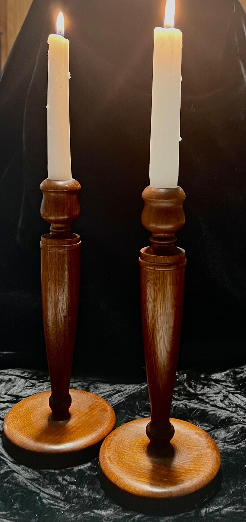 Hand Crafted Wood Carved Candle Sticks Standing. 10 1/2 Tall. - Etsy