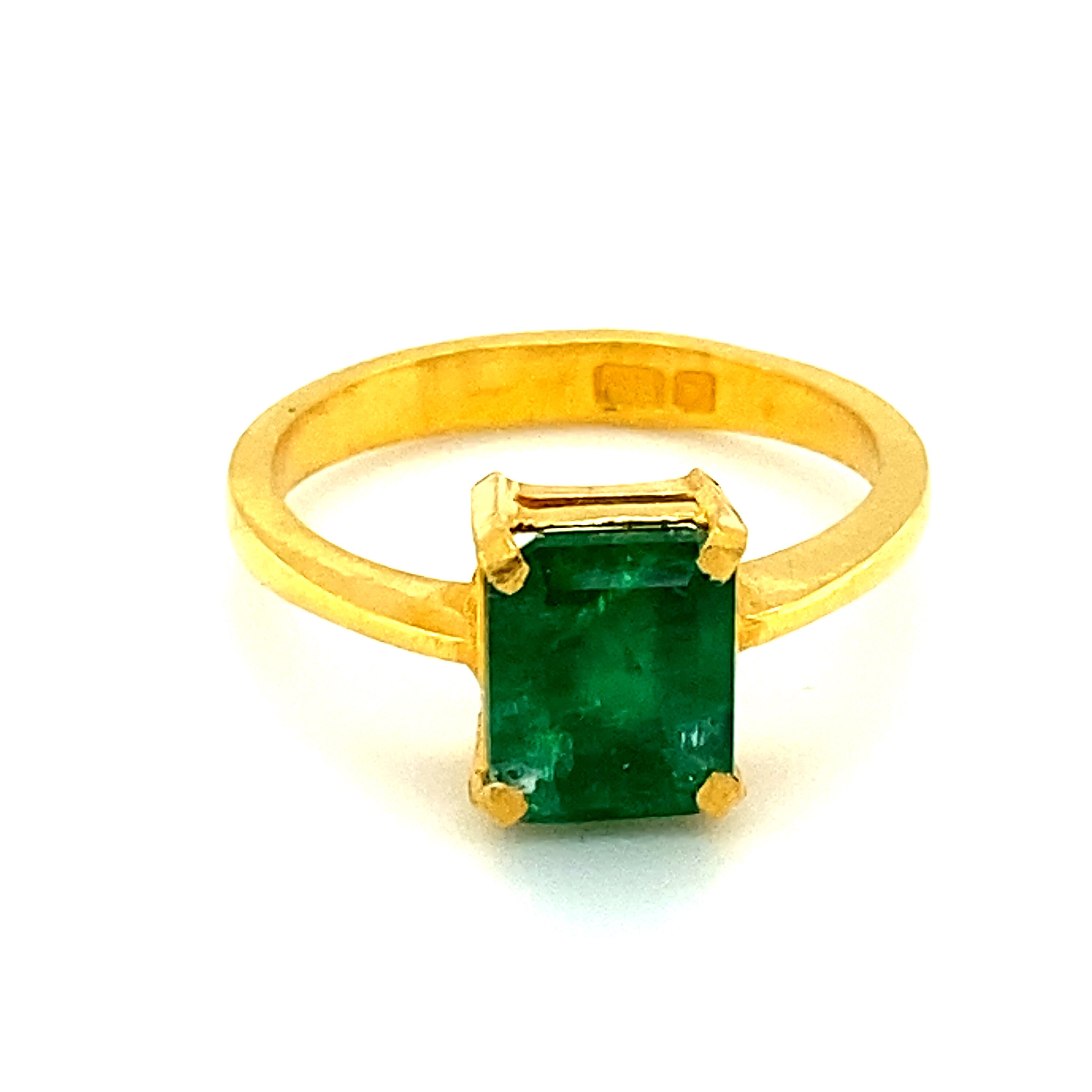 Emerald 2.53ct Solid 22K Yellow Gold Solitaire Ring Emerald | Etsy