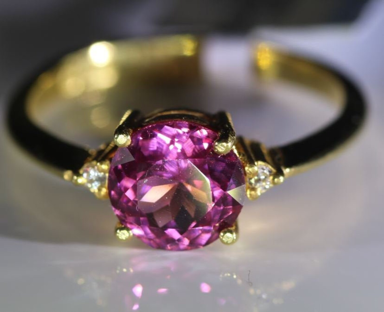 Spinel Gold Ring Pink Mahenge Spinel 1.66ct Diamonds Solid | Etsy