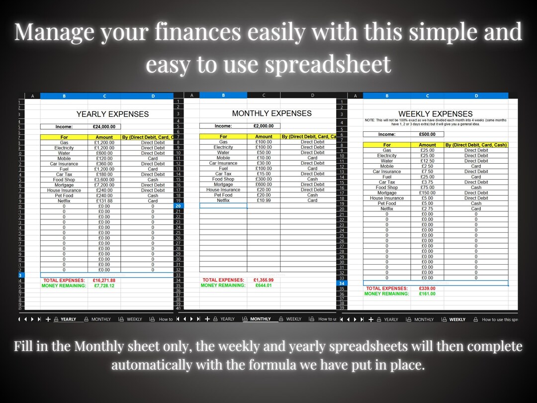 Excel Expenses Spreadsheet: Multi-currency Finance Tracker (digital ...