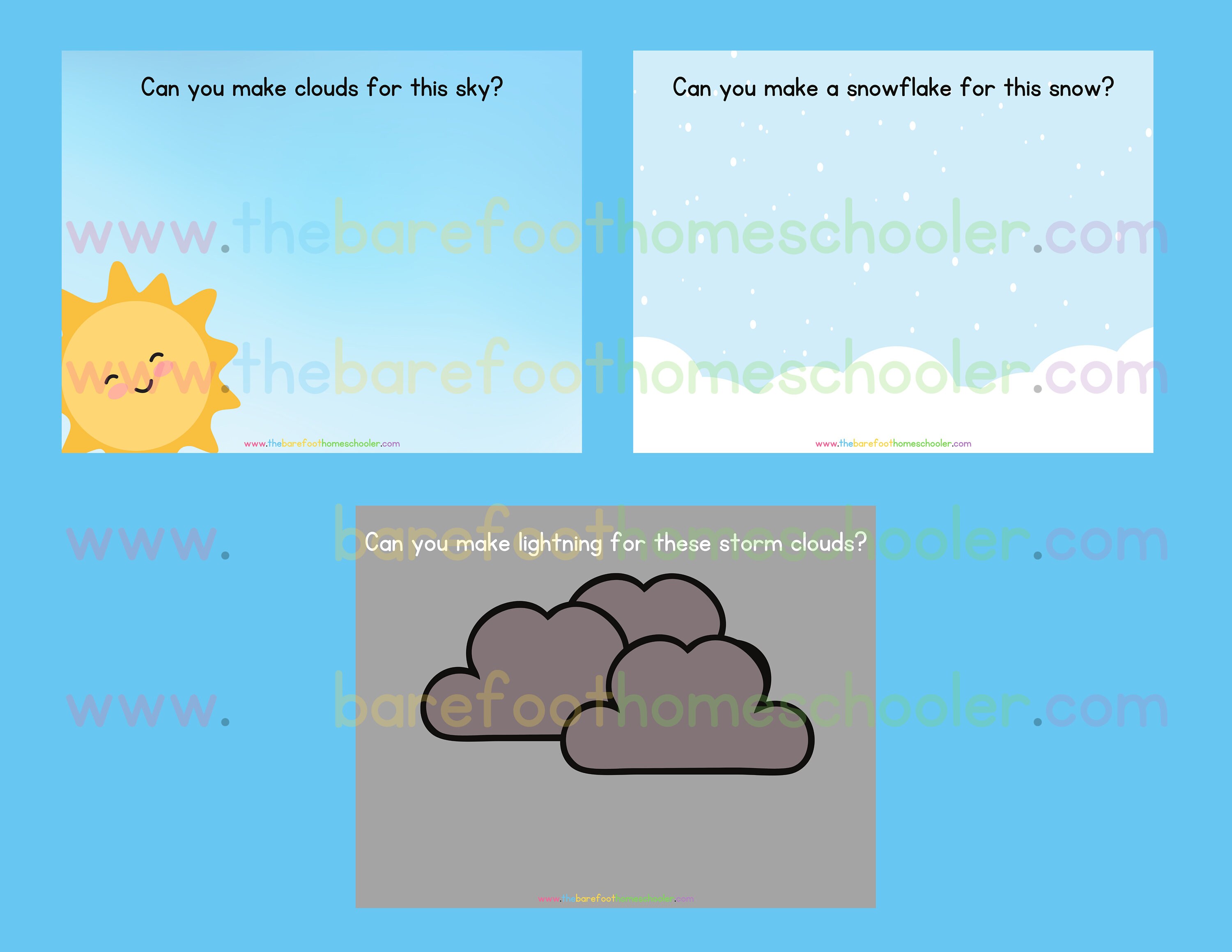 Preschool Pre-k Printable Weather Playdough Play Mats Instant Download ...