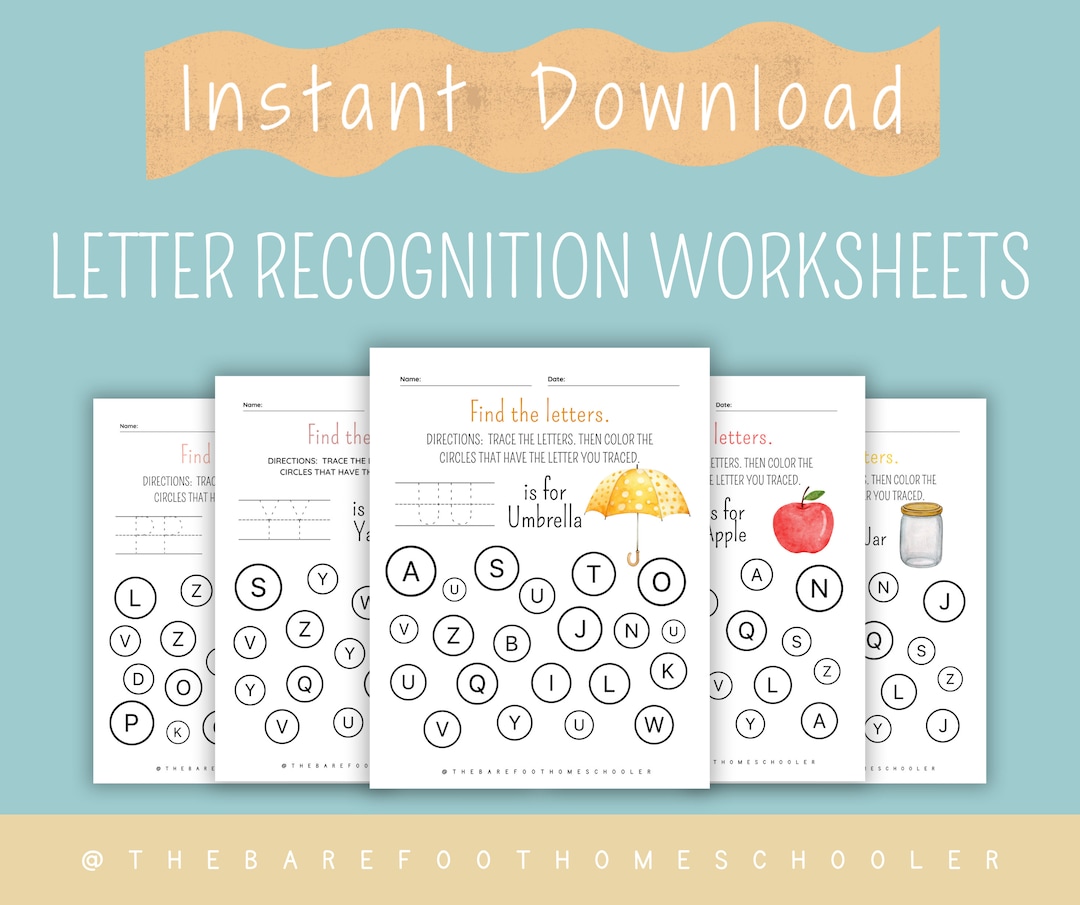 Early Learning Letter Recognition Worksheets ***INSTANT DOWNLOAD*** - Etsy
