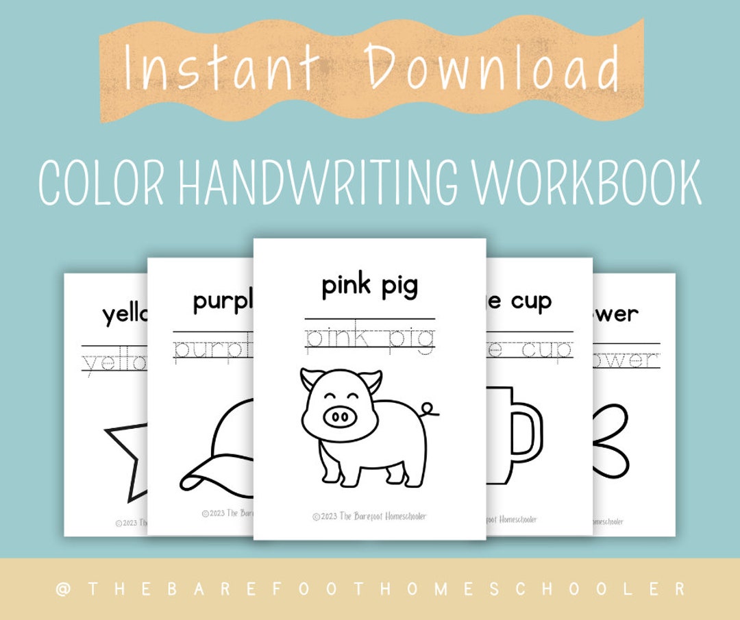 Early Elementary Color Handwriting Workbook - Etsy