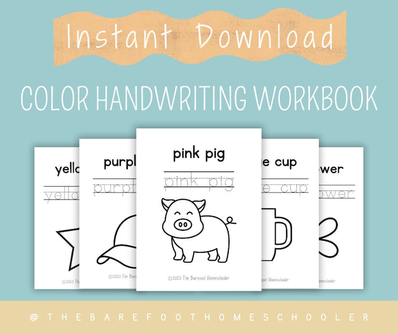 Early Elementary Color Handwriting Workbook - Etsy