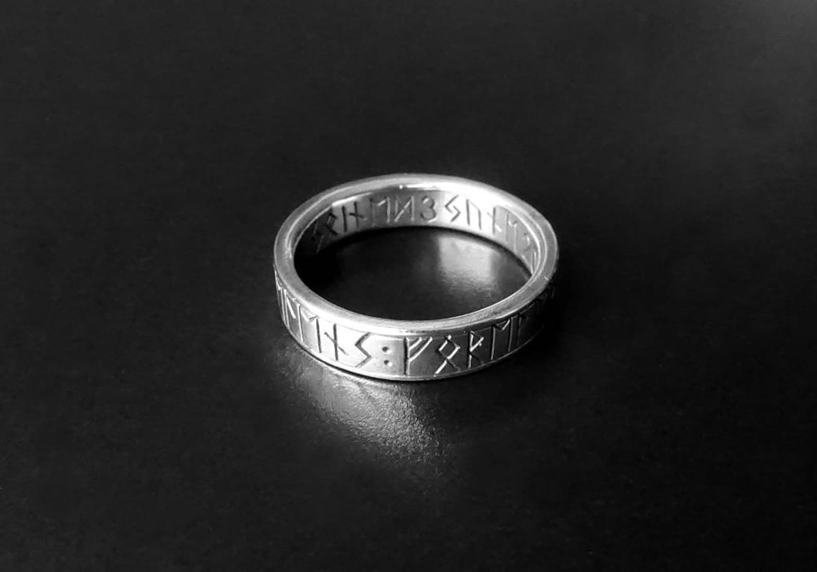 Custom Hand Carved Viking Runic Ring | Etsy