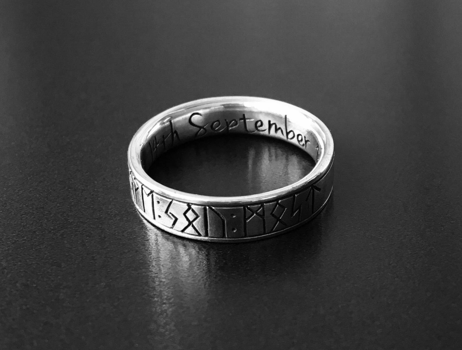 Custom Hand Carved Viking Runic Ring - Etsy