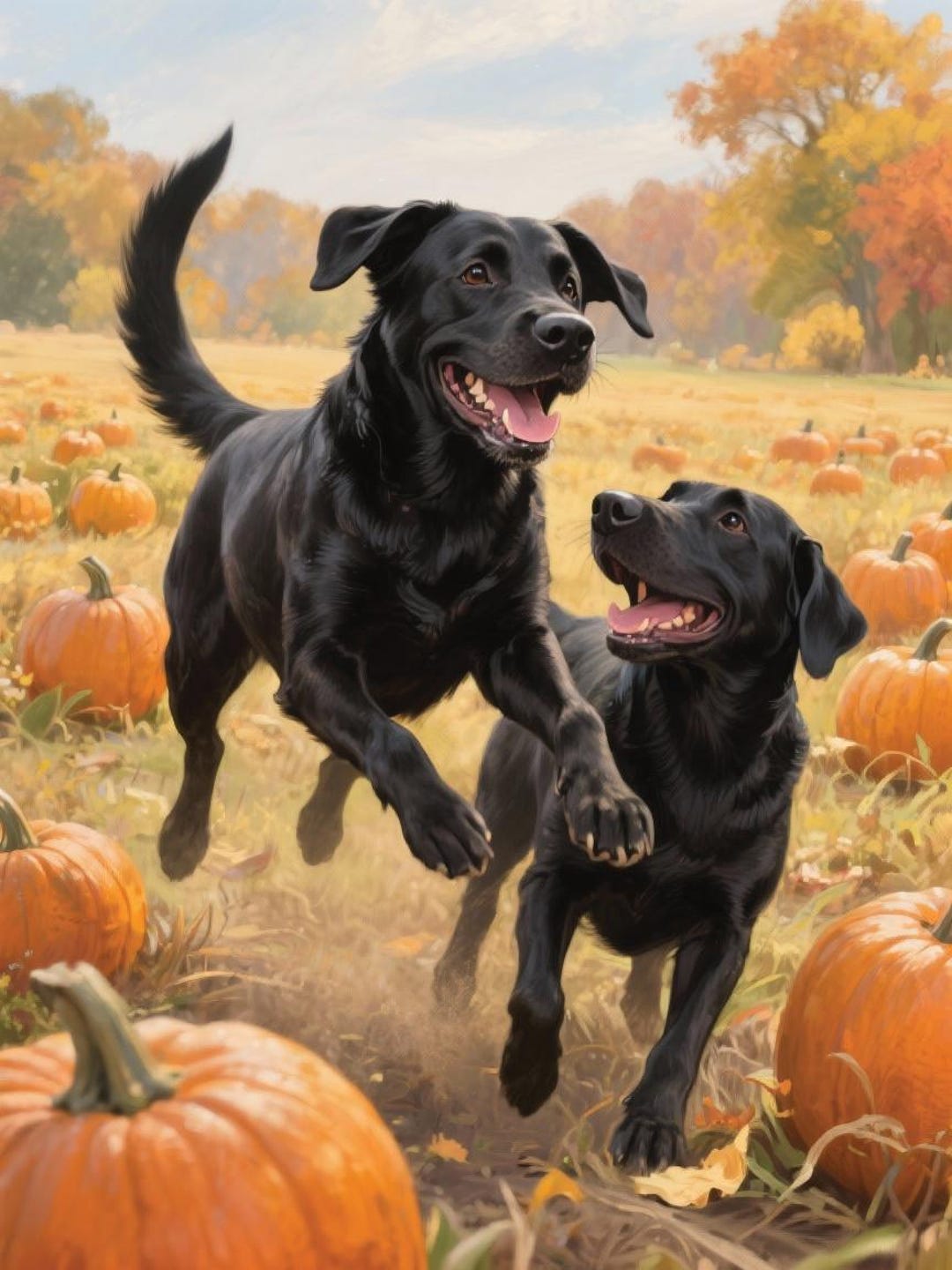 Fall Black Labrador Retrievers | Wall Art | Black Lab | Autumn Digital ...