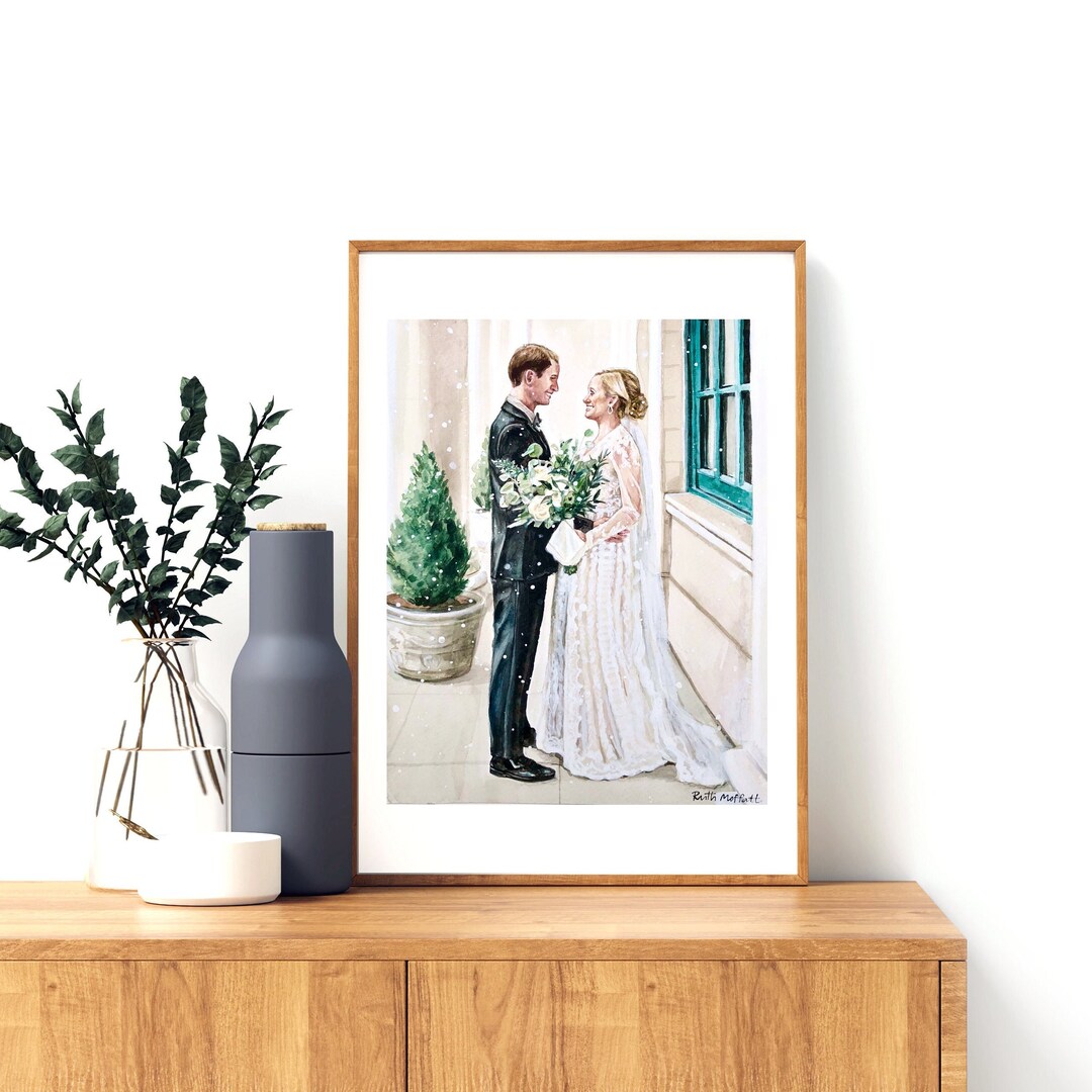 Hand-painted Wedding Watercolor Painting Custom Couple Portrait ...