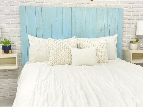 Baby Blue Headboard Cottage Style Wood Panels Weathered and Distressed Bedroom Furniture Coastal Cowgirl Home Decor Barn Reclaim Style Etsy