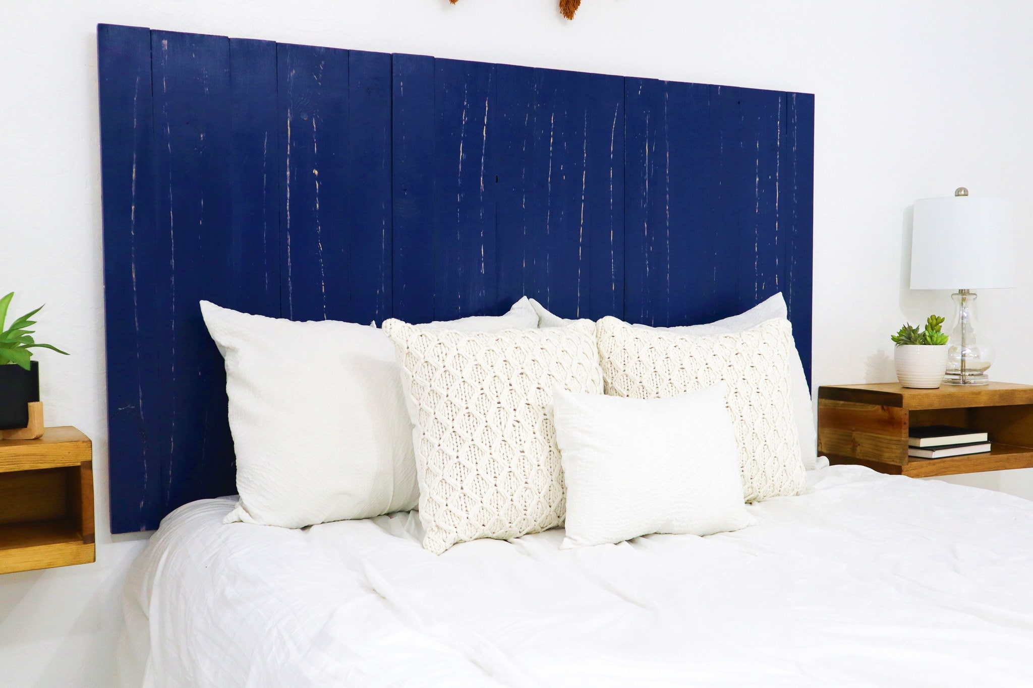 Navy Blue Headboard Solid Wood Rich Blue Bedroom Furniture Coastal Blue Aesthetics Compatible With Sleep Number Bed and Adjustable Bed Etsy