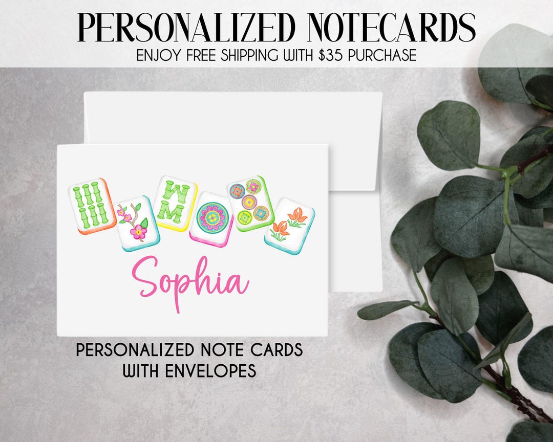 Personalized Mahjong Note Cards: Stationery Gift Set, Mahjong Gifts ...