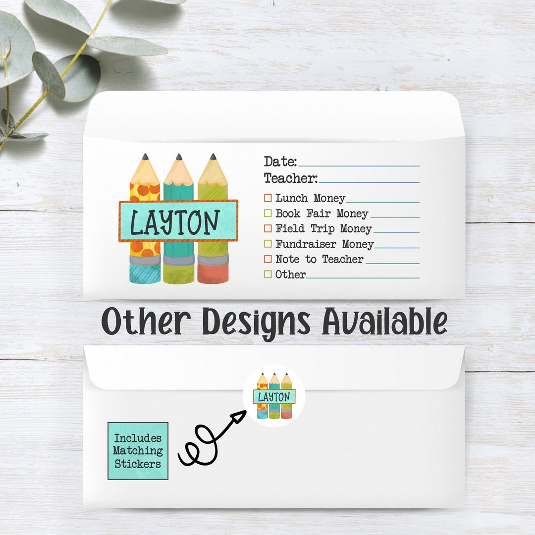 School Money Envelope, Lunch Money, School Supplies, School Organizer ...