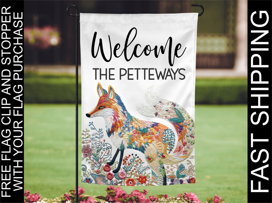 Personalized Fox Garden Flag, Fox Flag, Porch Flag, Farmhouse Garden ...