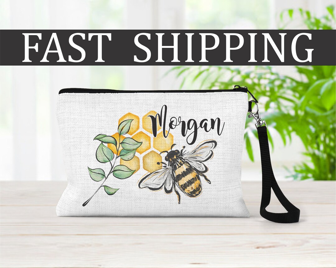 Personalized Bee Cosmetic Bag, Personalized Honey Bee Makeup Bag, Queen ...