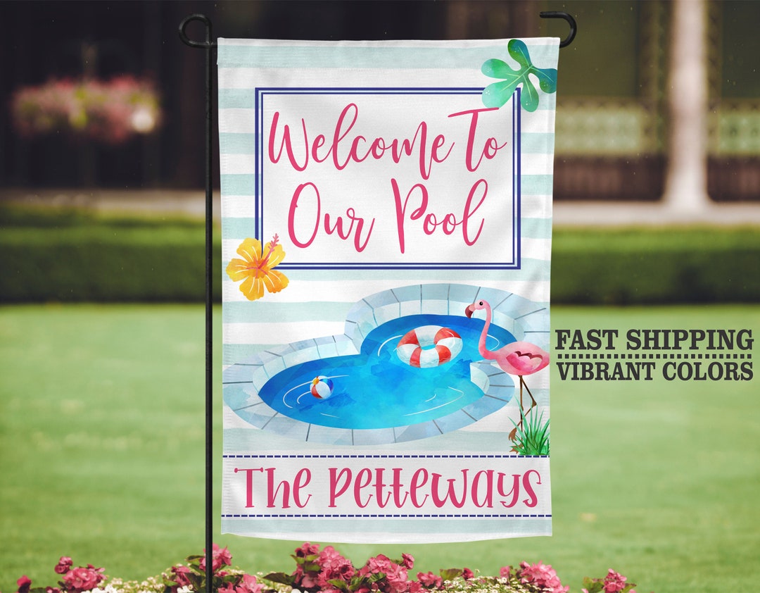 Personalized Pool Flag, Personalized Pool Entry Flag, Garden Flag ...