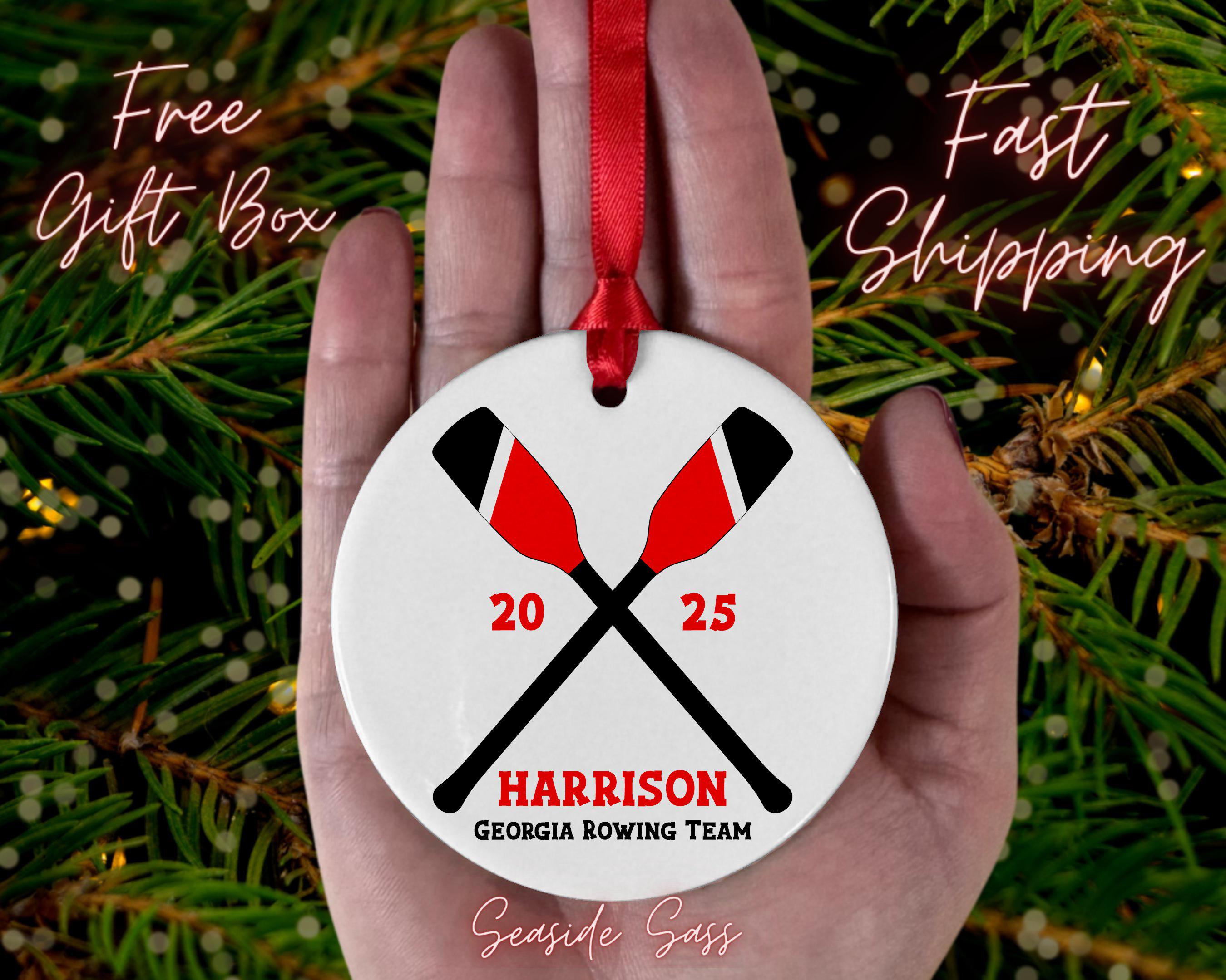 Crew Ornament, Personalized Rowing Christmas Ornament, Tree Ornament ...