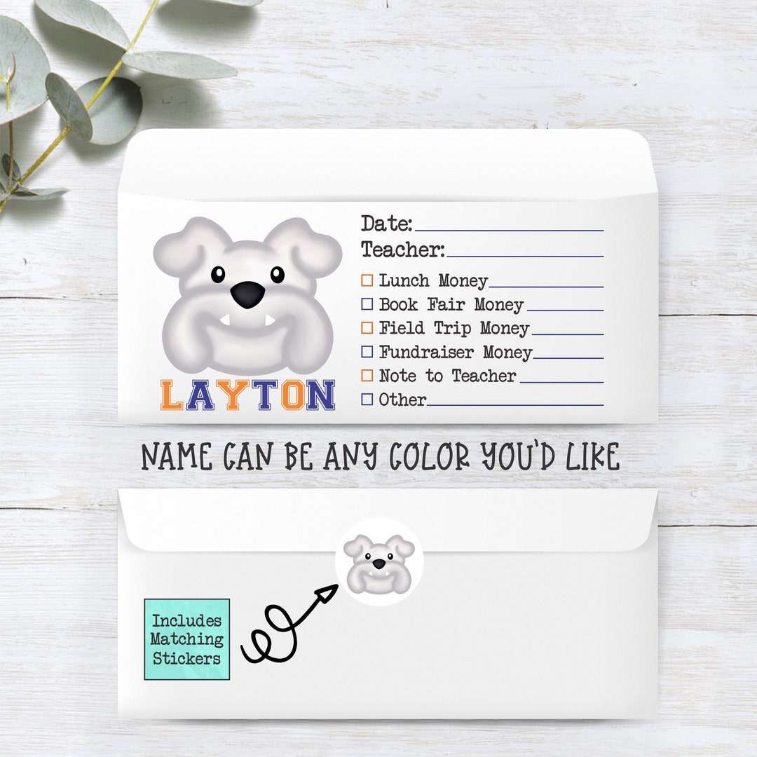 School Money Envelope, Lunch Money, School Supplies, School Organizer ...