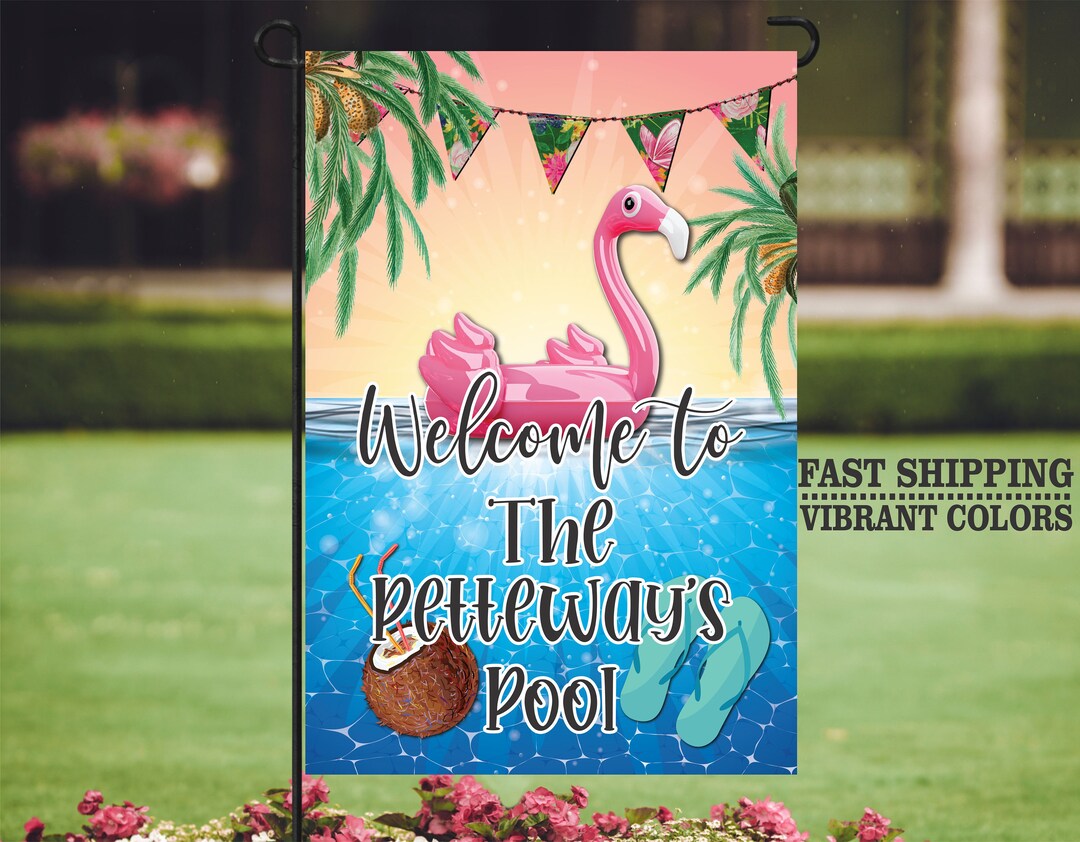 Personalized Pool Flag, Personalized Pool Entry Flag, Garden Flag ...