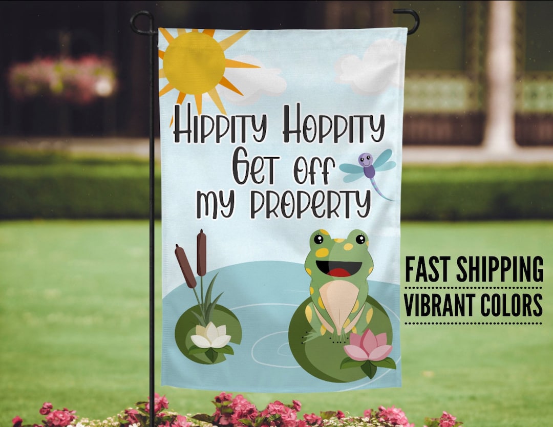 Frog Flag, Funny Garden Flag, Garden Flag, Funny Yard Flag, Get off My ...
