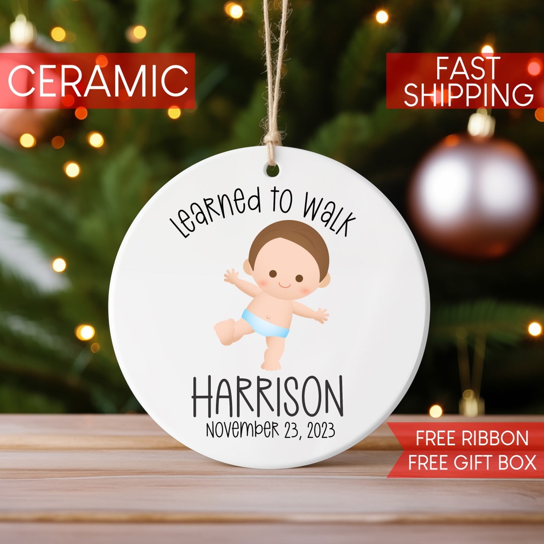 Personalized Learned to Walk Ornament, First Steps Ornament, Milestone ...