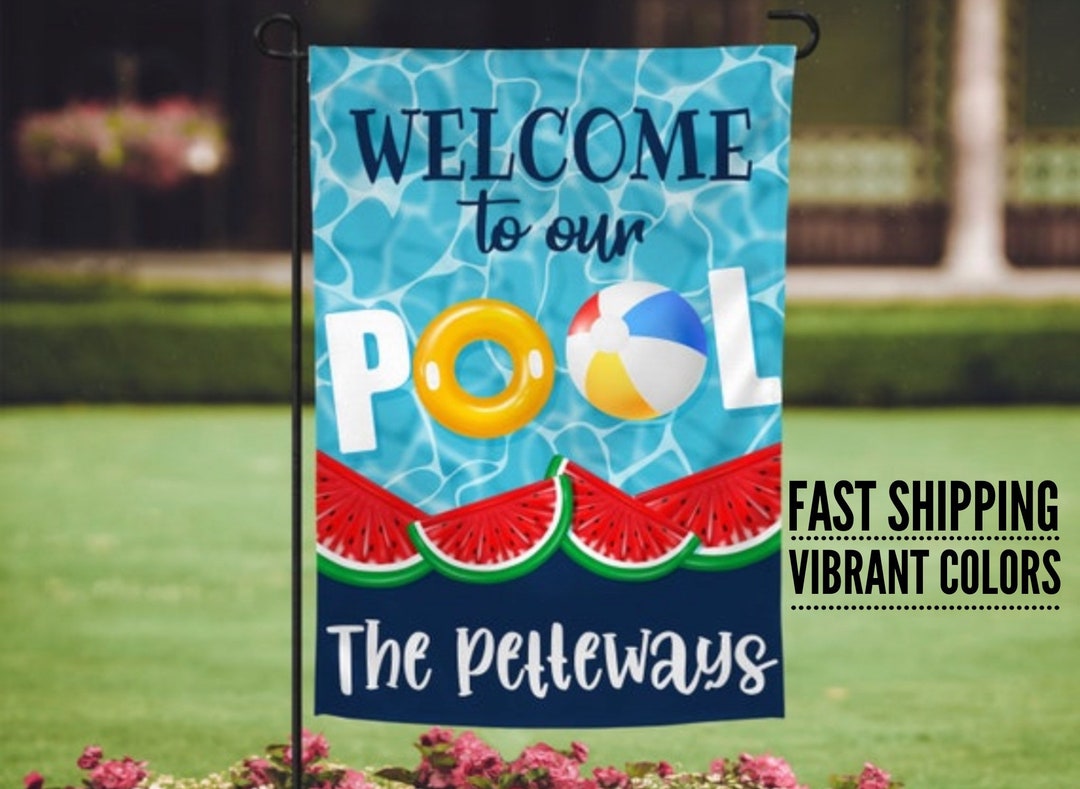 Personalized Pool Flag, Personalized Pool Entry Flag, Garden Flag ...